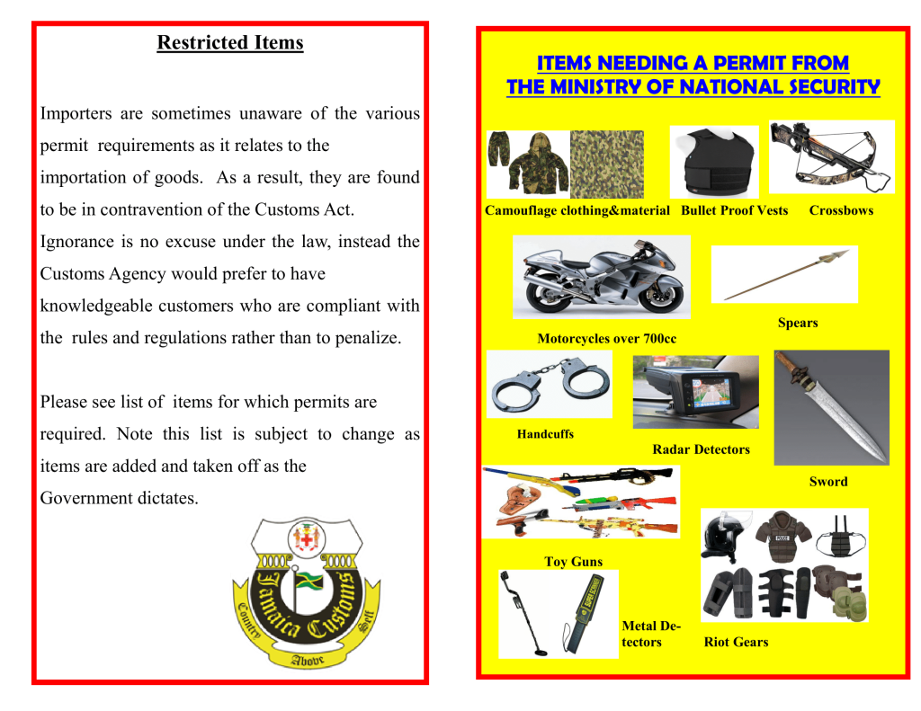 Restricted Items – CGL COURIERS (JA)